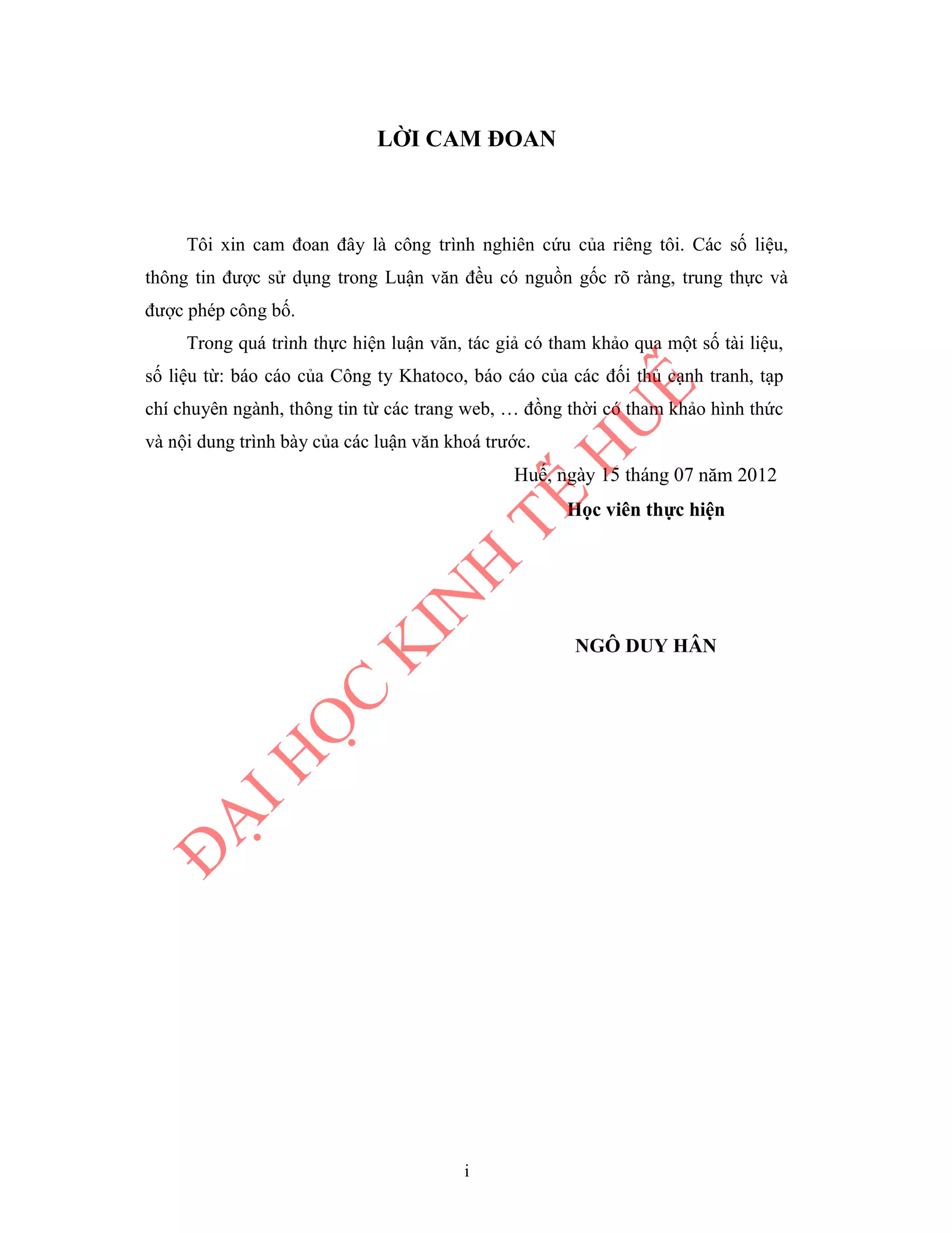 Luận văn: Hoạch định chiến lược kinh doanh công ty Khatoco, HAY | PDF