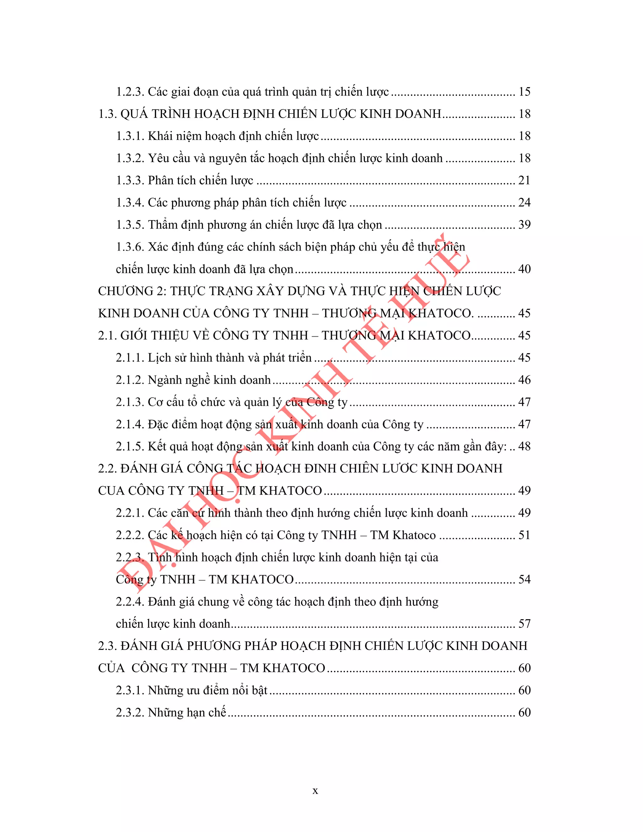 Luận văn: Hoạch định chiến lược kinh doanh công ty Khatoco, HAY | PDF