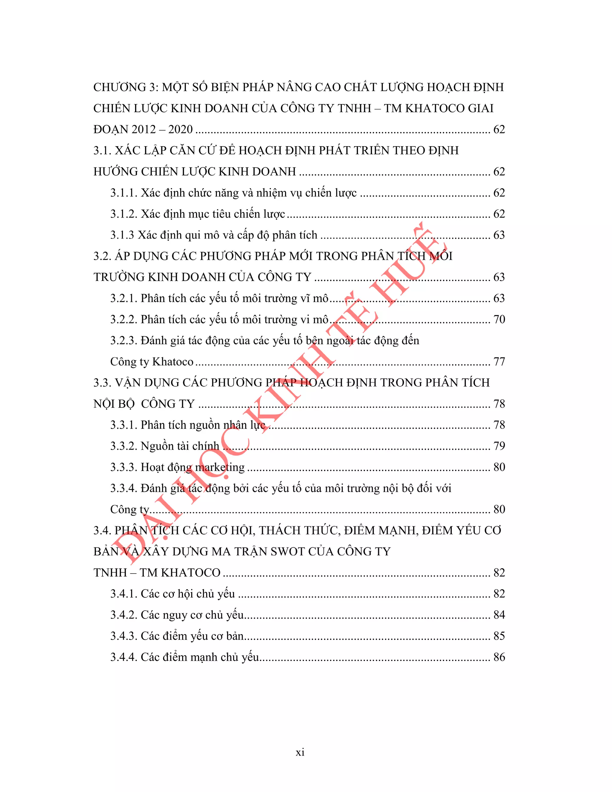 Luận văn: Hoạch định chiến lược kinh doanh công ty Khatoco, HAY | PDF