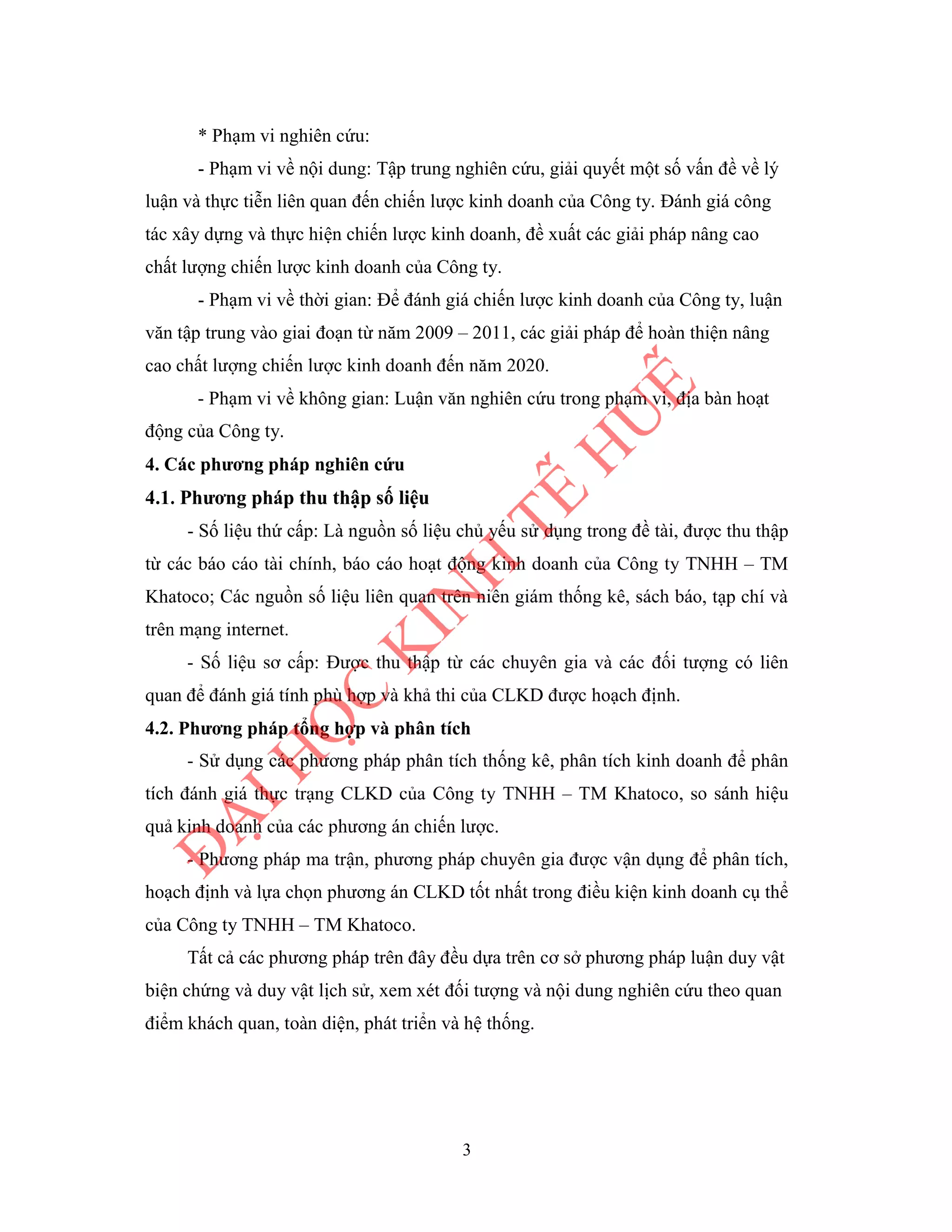 Luận văn: Hoạch định chiến lược kinh doanh công ty Khatoco, HAY | PDF