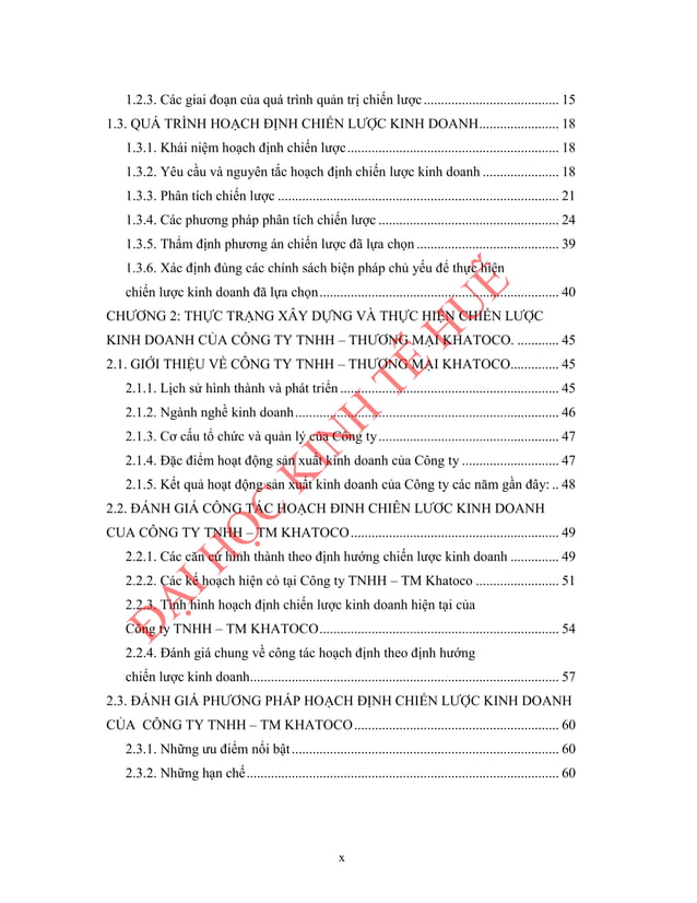 Luận văn: Hoạch định chiến lược kinh doanh công ty Khatoco, HAY | PDF