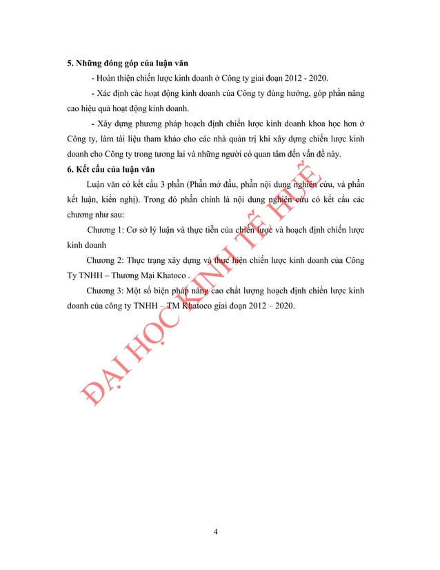 Luận văn: Hoạch định chiến lược kinh doanh công ty Khatoco, HAY | PDF