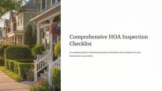 HOA (Homeowners Association) inspection checklist with eAuditor Audits ...