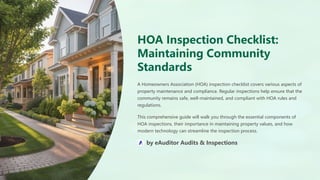 HOA Inspection Checklist Maintaining-Community Standards with eAuditor ...