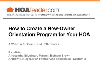 How to Create a New-Owner Orientation Program for Your HOA | PPTX