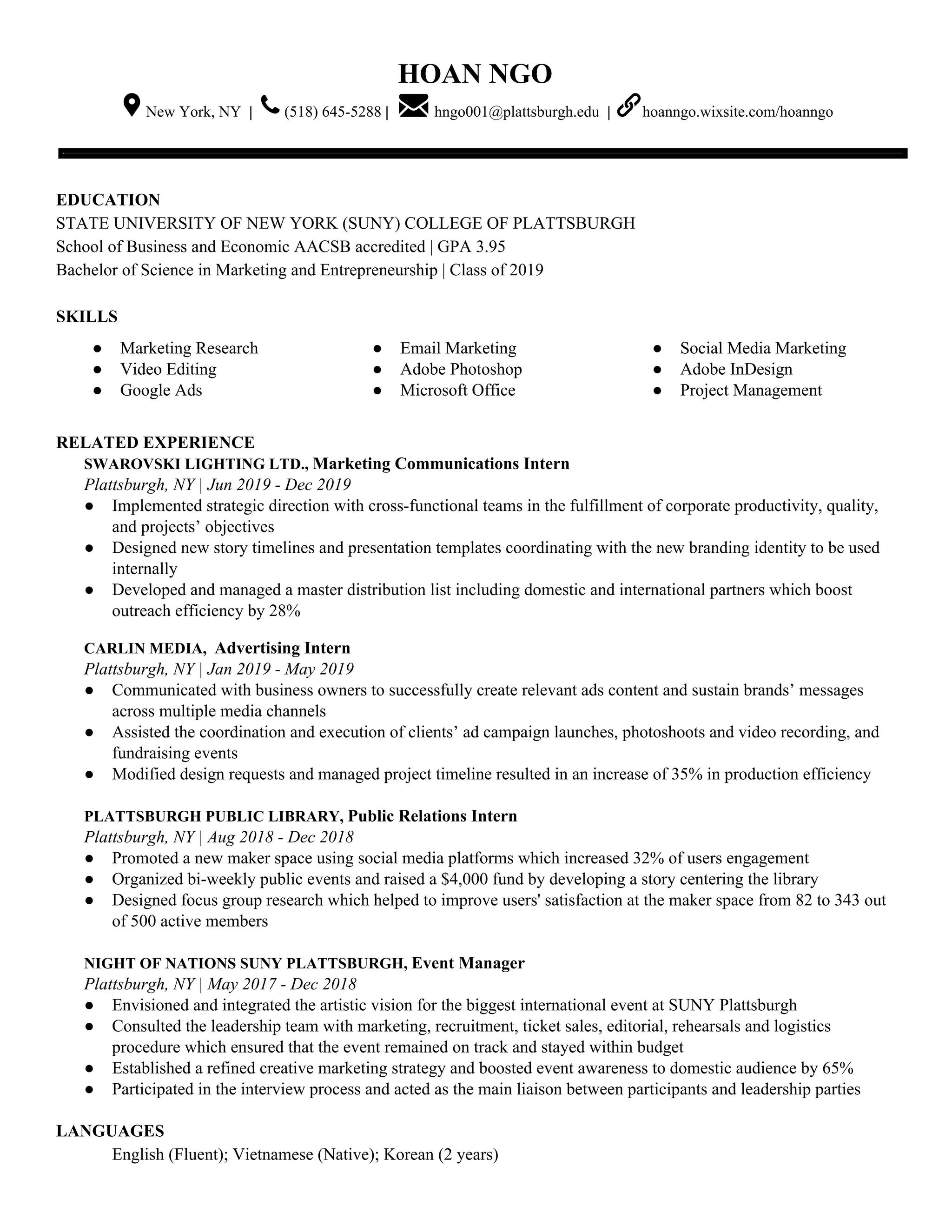Hoan Ngo Resume | PDF | Advertising Industry | Industries