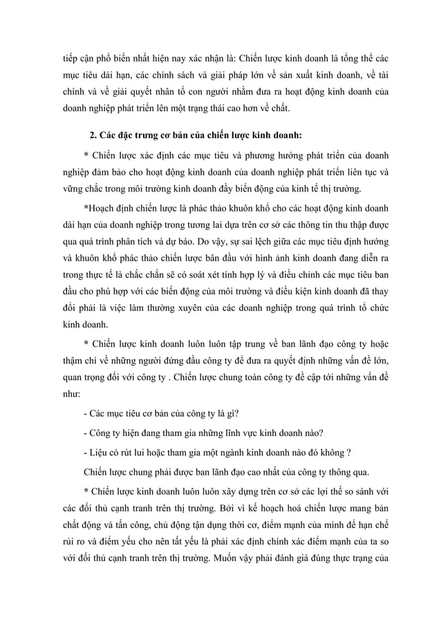 Luận văn: Hoàn thiện công tác hoạch định chiến lược kinh doanh | PDF