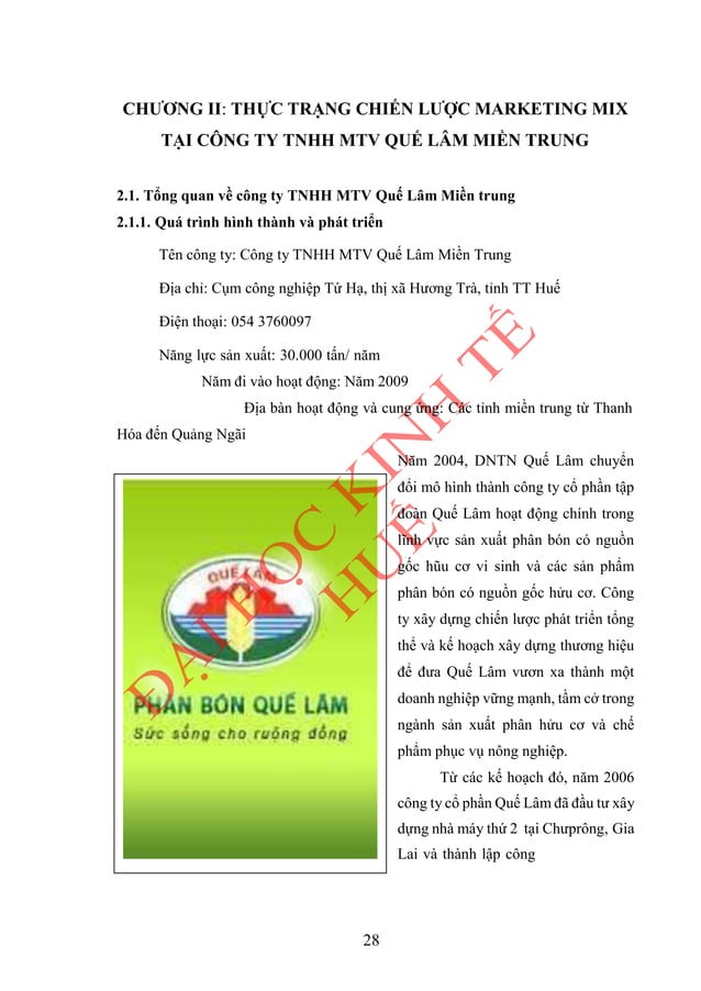 Hoàn thiện chiến lược marketing mix tại công ty trách nhiệm hữu hạn một thành viên Quế Lâm Miền ...