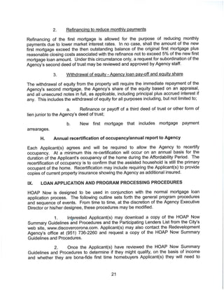 Corona Redevelopment Agency - HOAP Now Guidelines | PDF