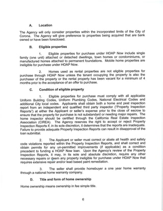 Corona Redevelopment Agency - HOAP Now Guidelines | PDF