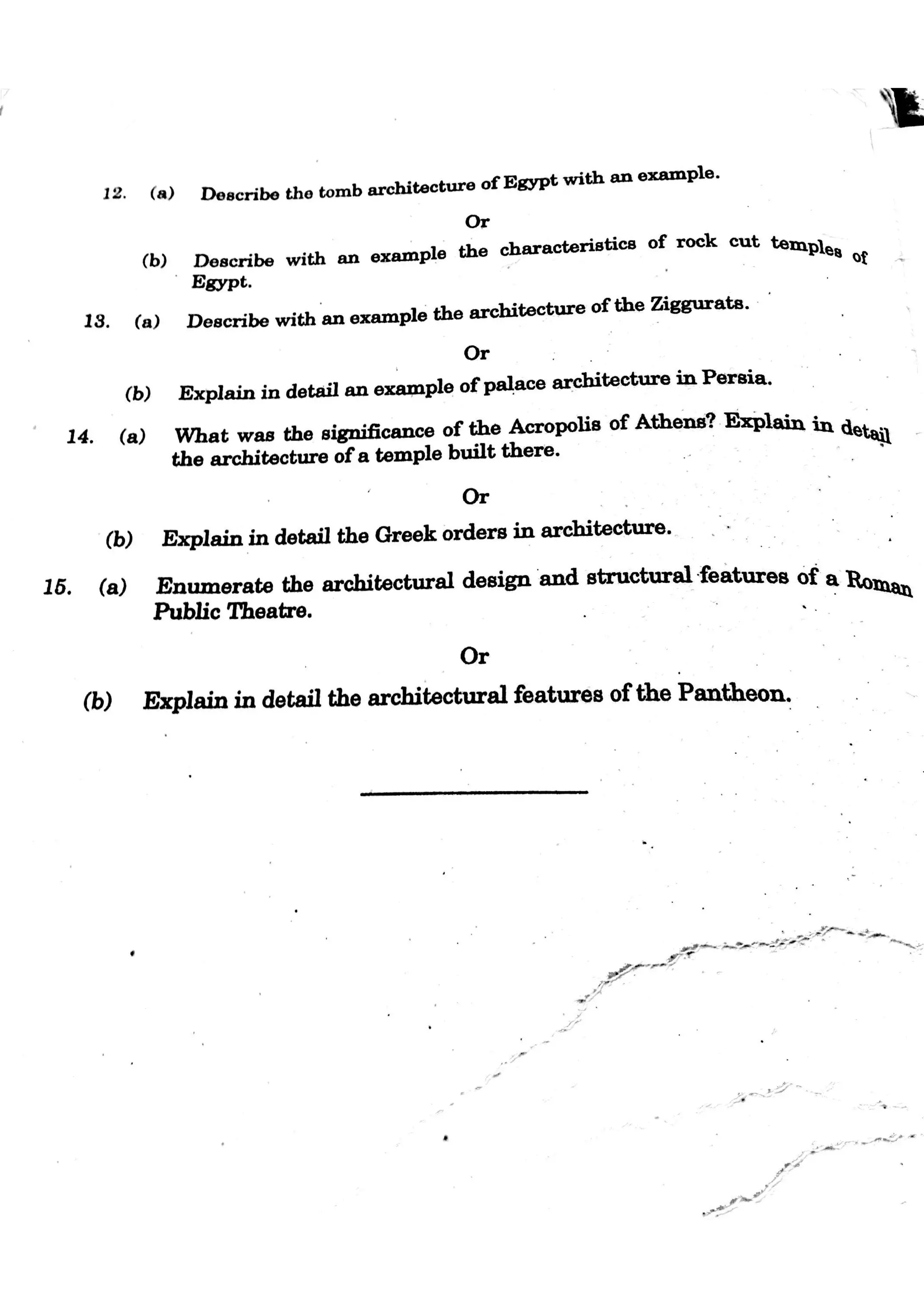 HISTORY OF ARCHITECTURE question papers | PDF