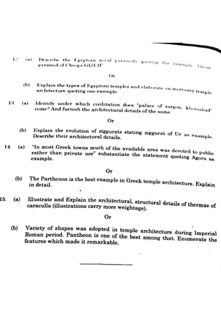 HISTORY OF ARCHITECTURE question papers | PDF
