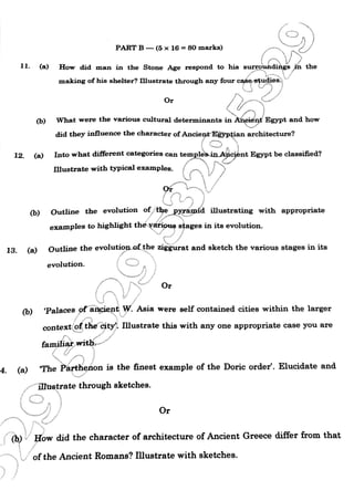 HISTORY OF ARCHITECTURE question papers | PDF