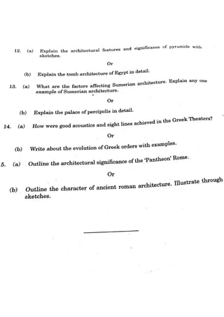 HISTORY OF ARCHITECTURE question papers | PDF