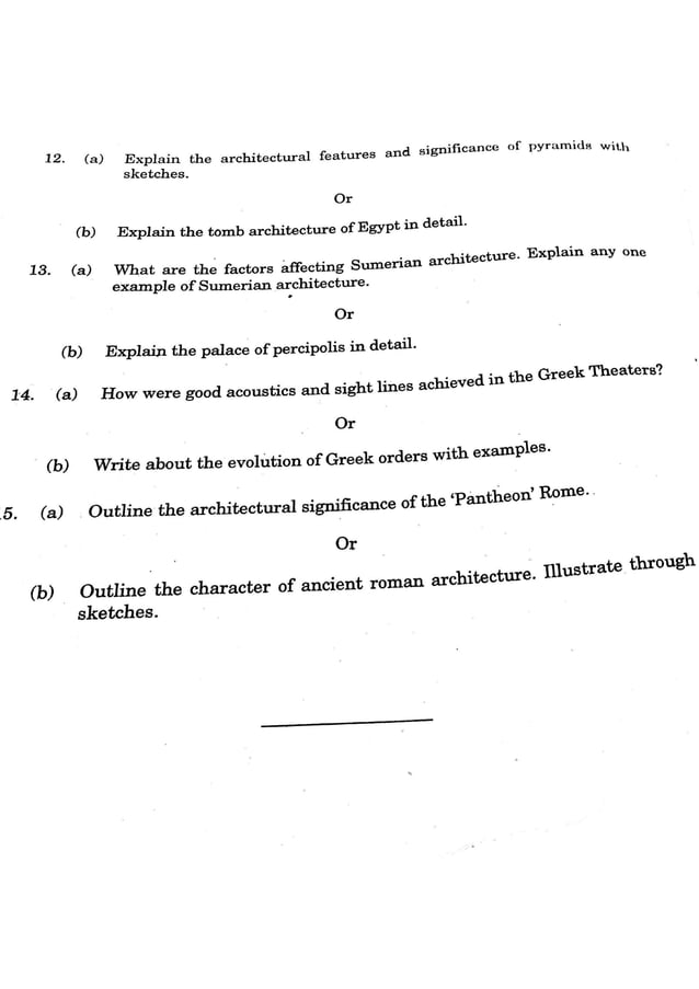 HISTORY OF ARCHITECTURE question papers | PDF