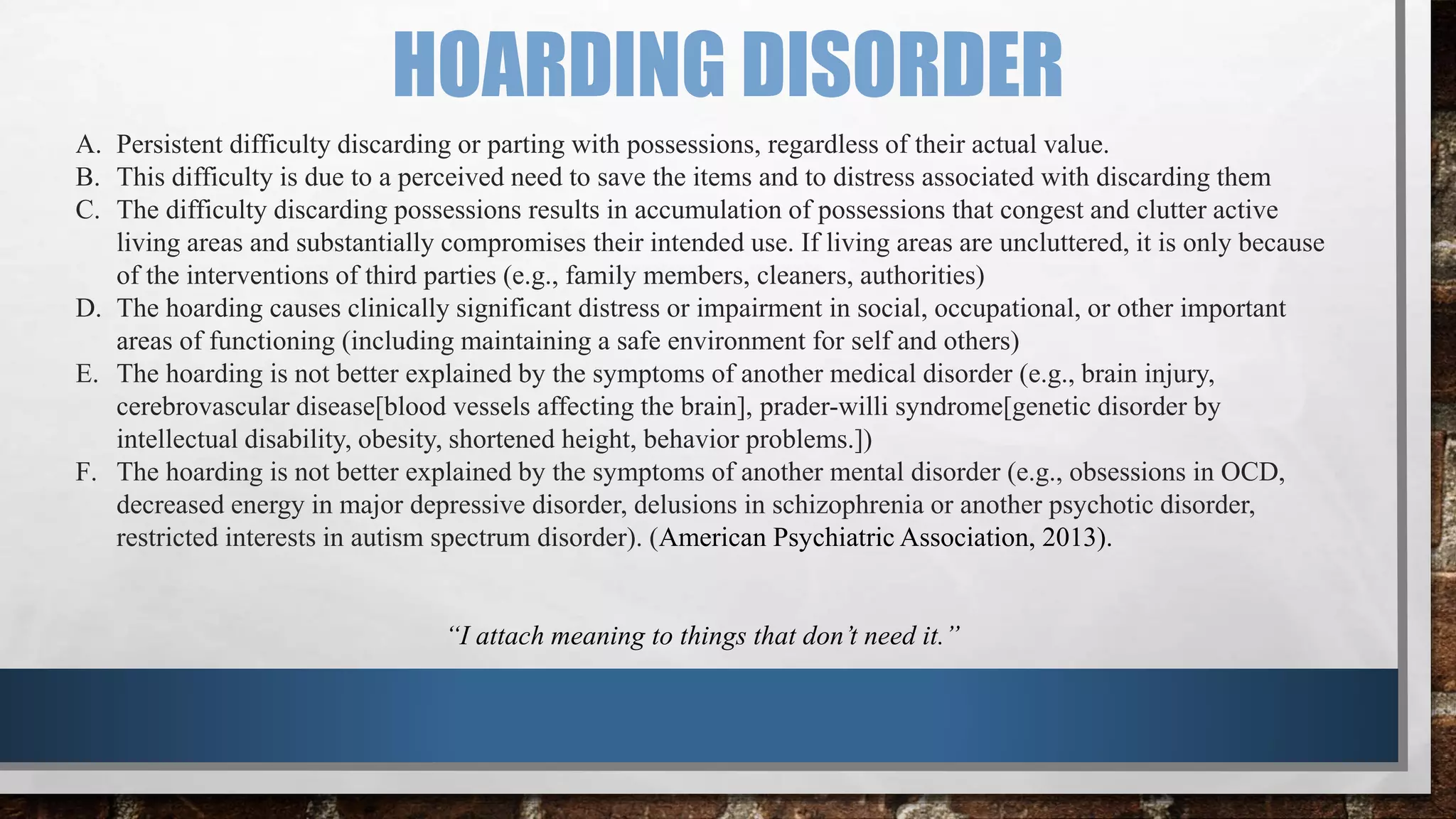 Hoarding disorder pres | PPTX