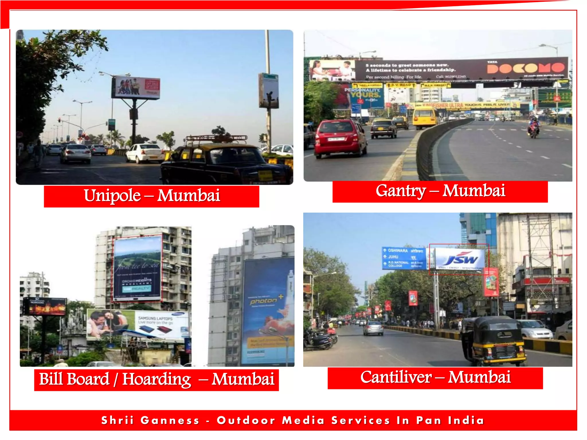Hoarding, unipole, billboard, gantry, bus shelter etc Advertising - Pan ...