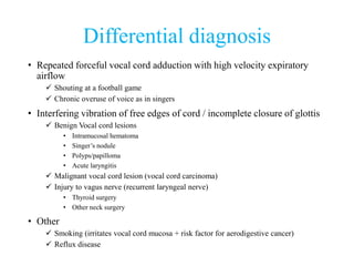 Differentials of HOARSENESS & VERTIGO | PPTX