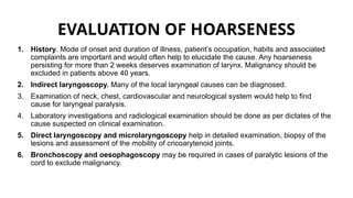 Disorders of voice for undergraduates including Hoarseness | PPTX