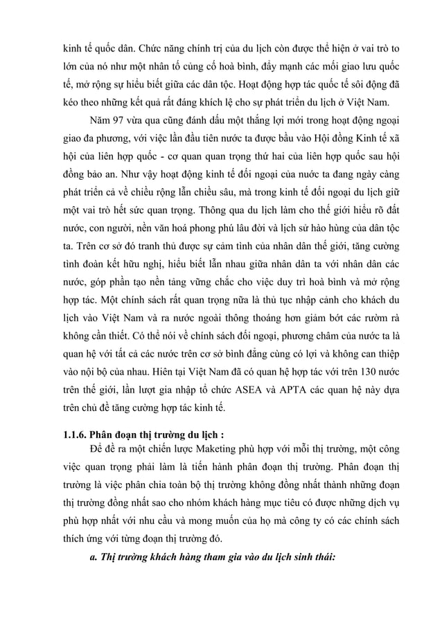 Những giải pháp Marketing cho hoạt động kinh doanh du lịch lữ hành ở Công ty Cổ phần Du lịch và ...