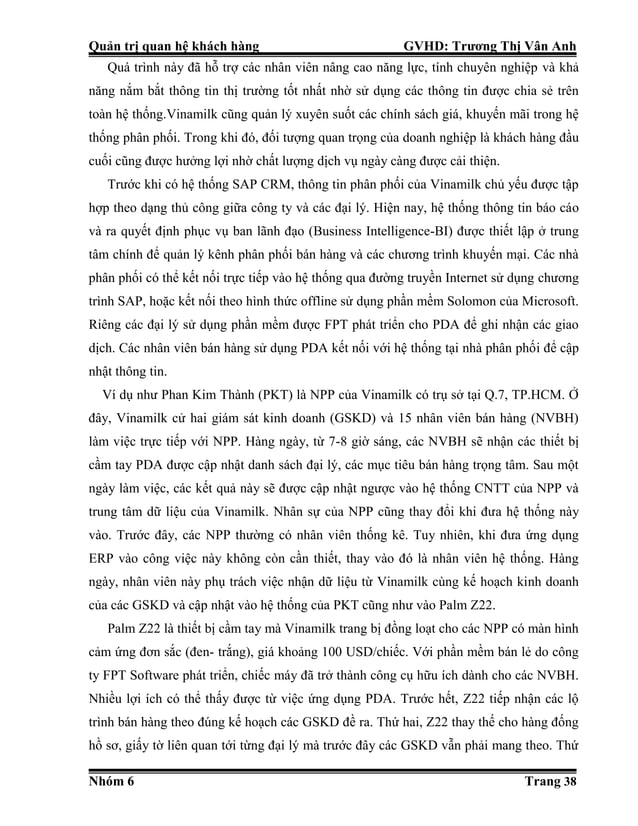 Hoạt Động Quản Trị Quan Hệ Khách Hàng Của Công Ty Vinamilk | DOC