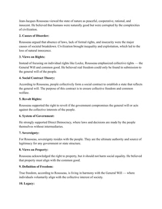 Social contract theory by Thomas Hobbes, John Locke and JJ Rousseau | PDF