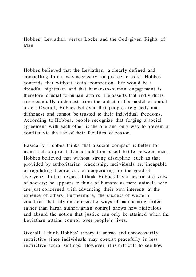 Hobbes’ Leviathan versus Locke and the God-given Rights of Man | PDF