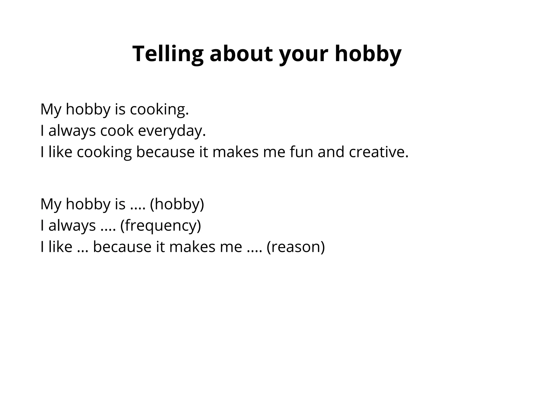 Slide Powerpoint Berbahasa Inggris materi Hobbies | PDF