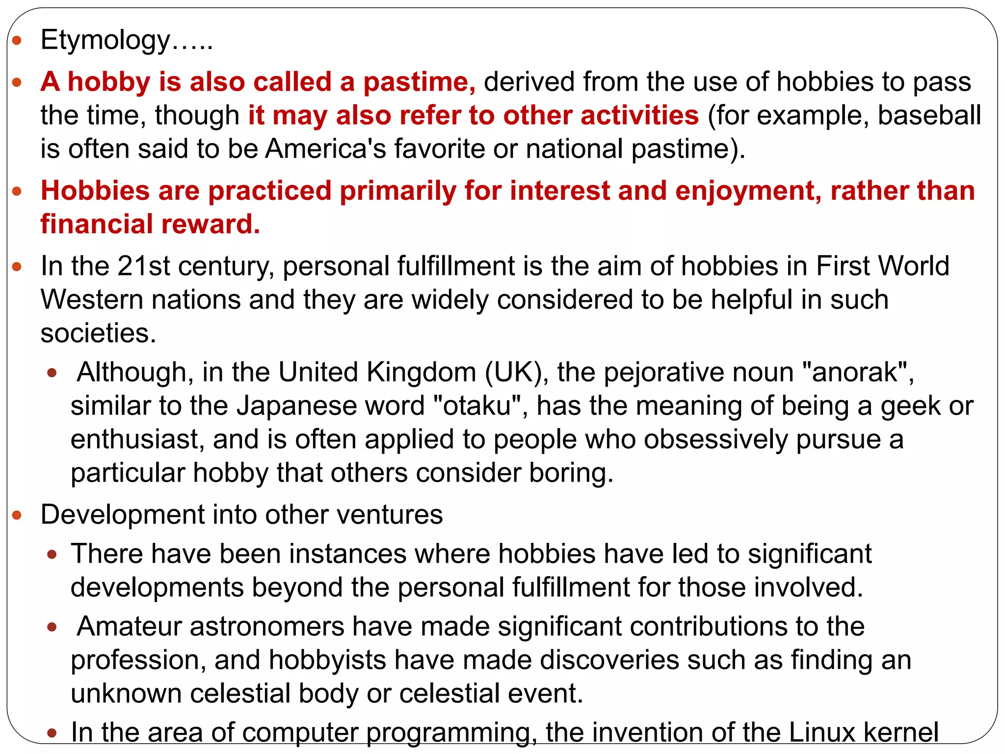 Hobbies and interest | PPTX