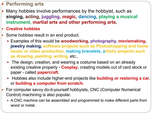 Hobbies and interest | PPTX | Model Toys | Hobbies & Interests