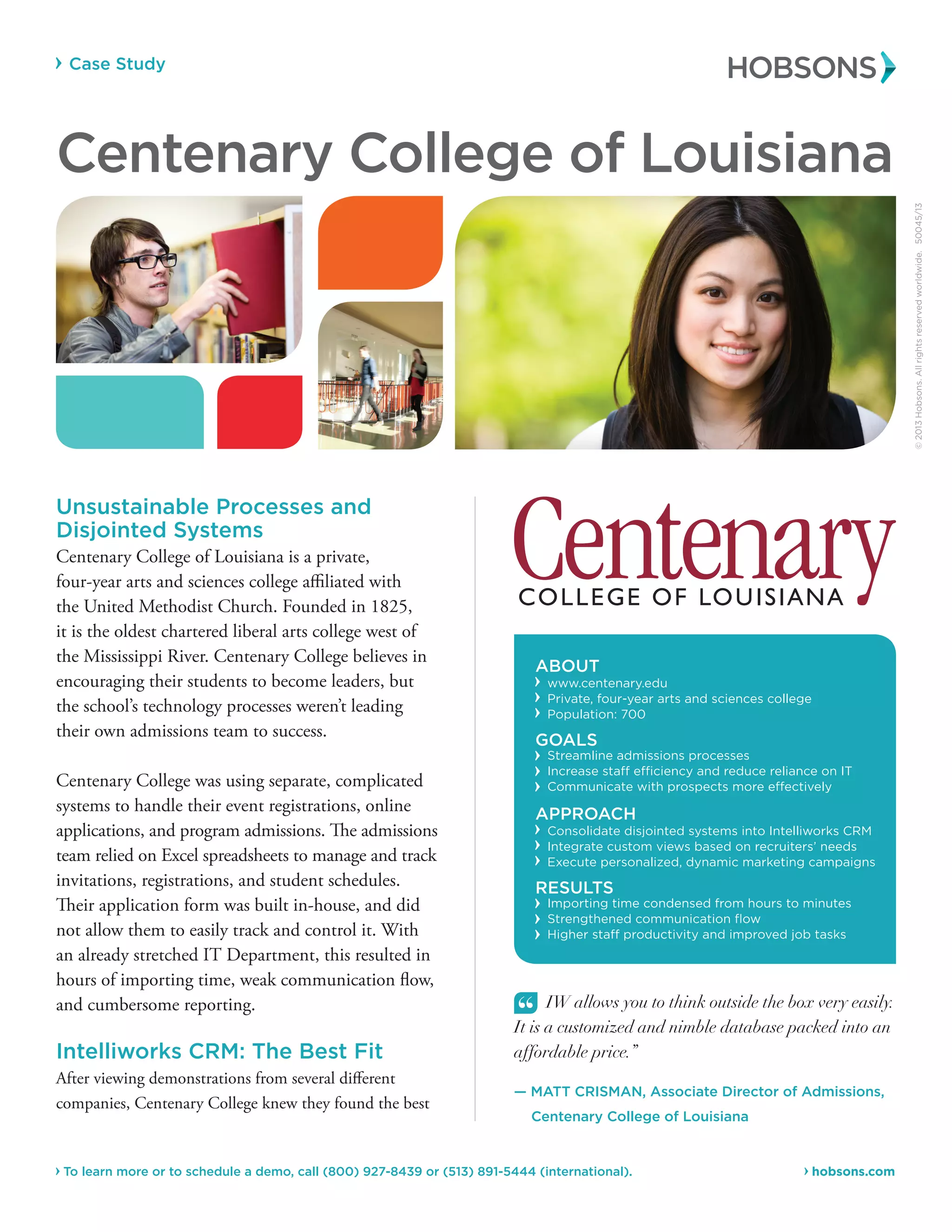 Centenary College of Louisiana Case Study | PDF