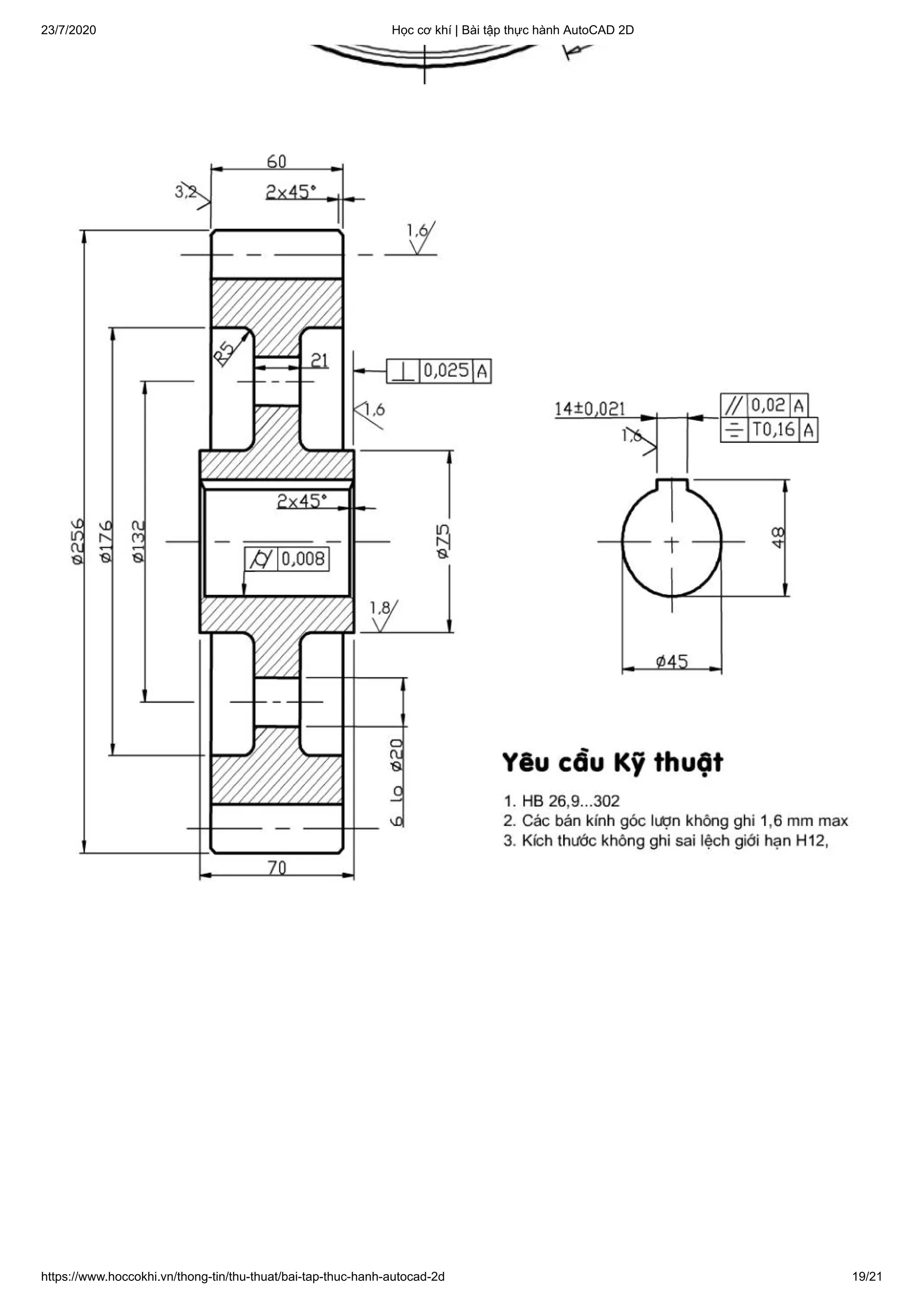 hoccokhi.vn Bài tập thực hành AutoCAD 2D | PDF