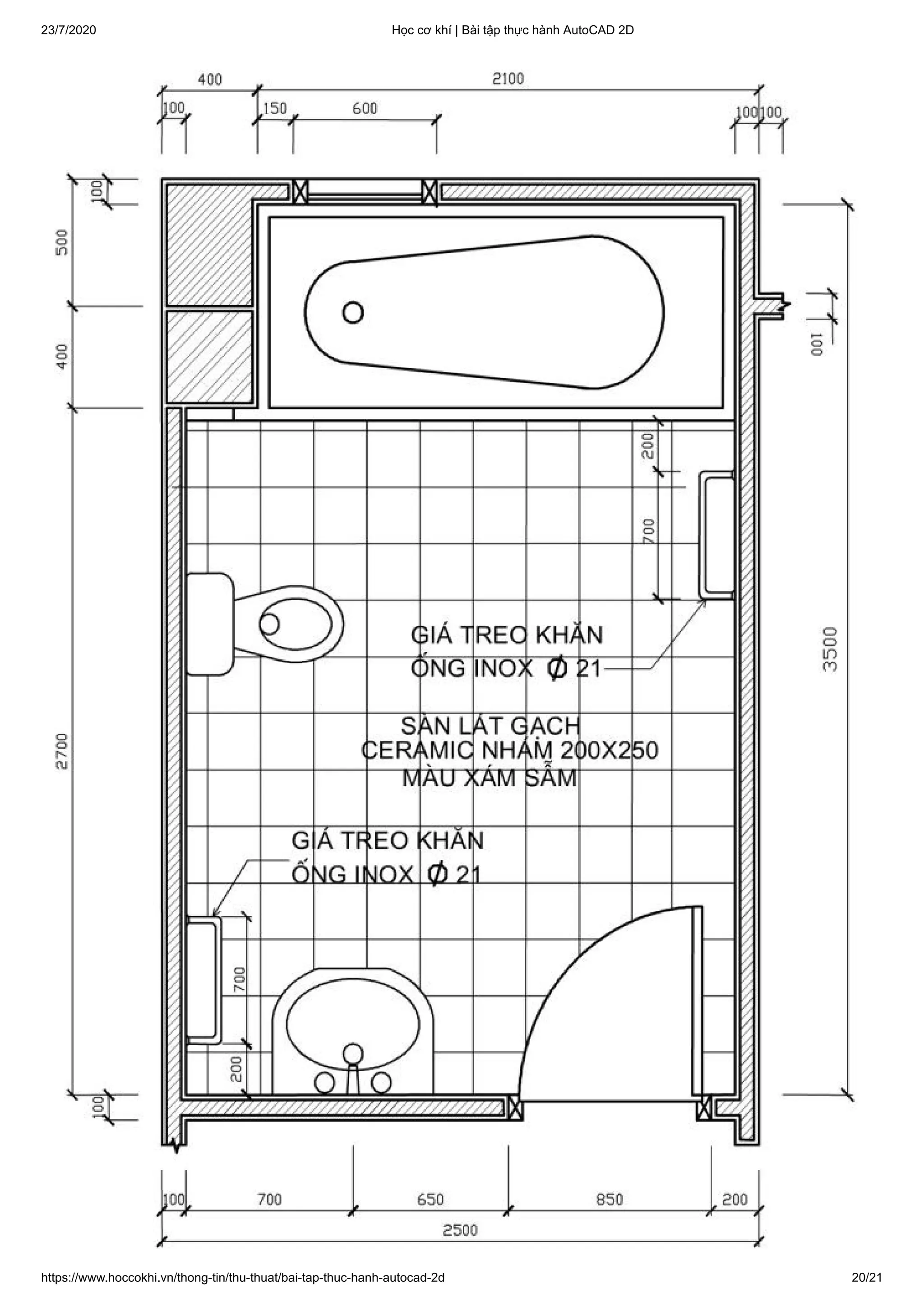 hoccokhi.vn Bài tập thực hành AutoCAD 2D | PDF