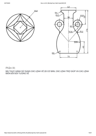 hoccokhi.vn Bài tập thực hành AutoCAD 2D | PDF