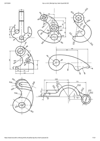 hoccokhi.vn Bài tập thực hành AutoCAD 2D | PDF