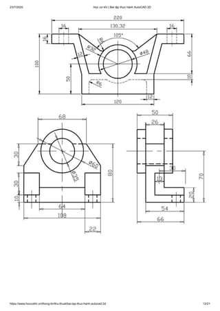 hoccokhi.vn Bài tập thực hành AutoCAD 2D | PDF