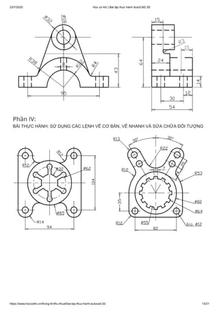 hoccokhi.vn Bài tập thực hành AutoCAD 2D | PDF