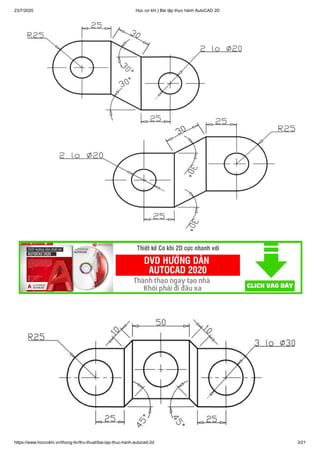 hoccokhi.vn Bài tập thực hành AutoCAD 2D | PDF