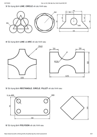hoccokhi.vn Bài tập thực hành AutoCAD 2D | PDF