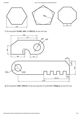 hoccokhi.vn Bài tập thực hành AutoCAD 2D | PDF