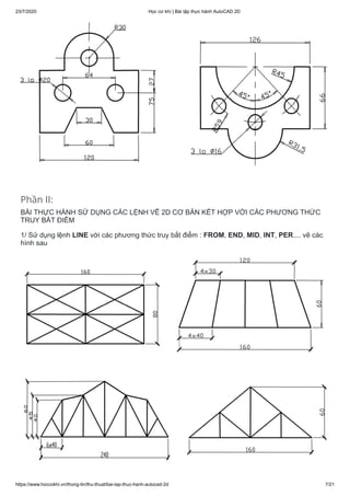 hoccokhi.vn Bài tập thực hành AutoCAD 2D | PDF