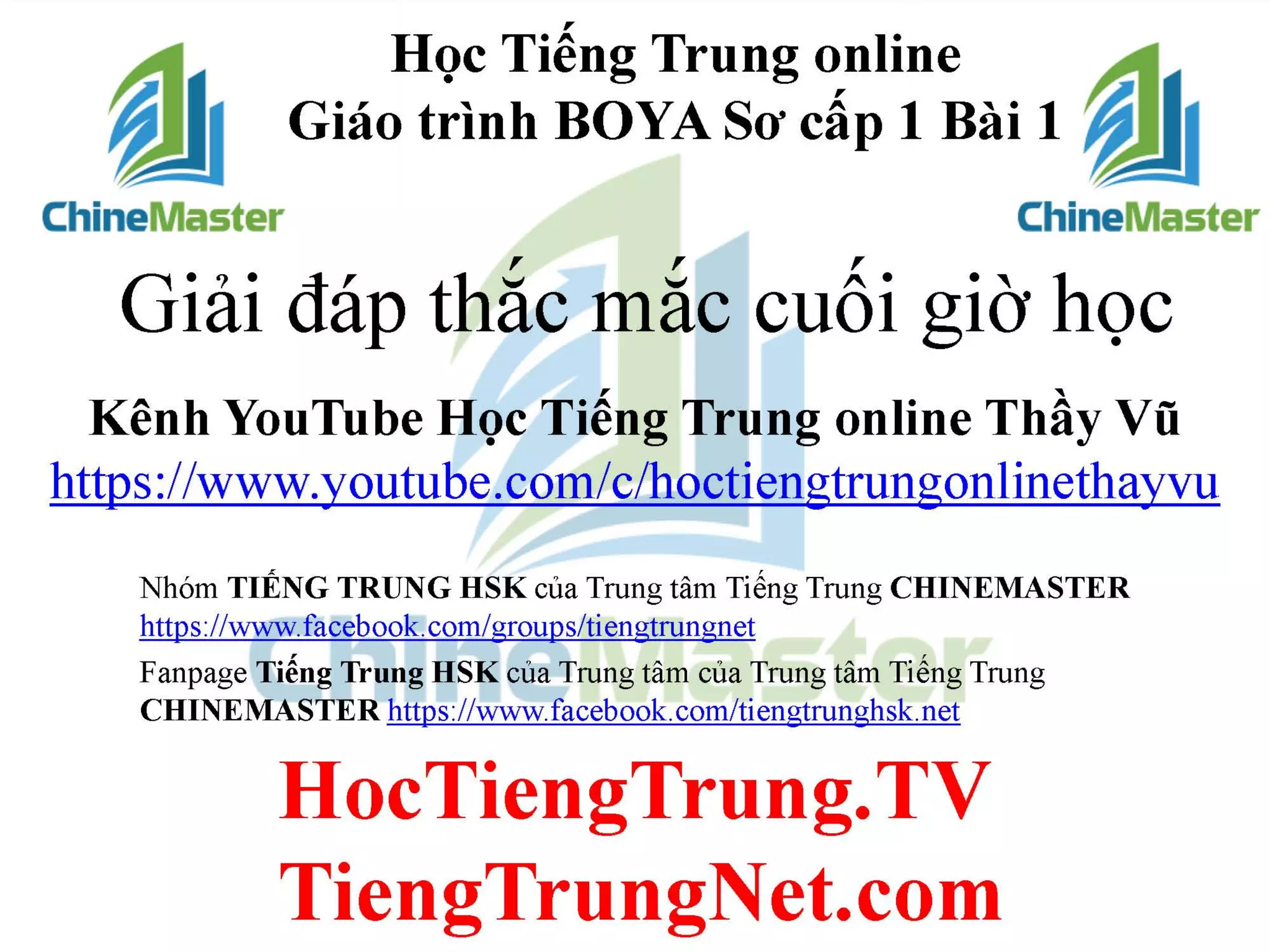 Học tiếng Trung online Bài 1 Giáo trình Hán ngữ BOYA Sơ cấp 1 | PDF