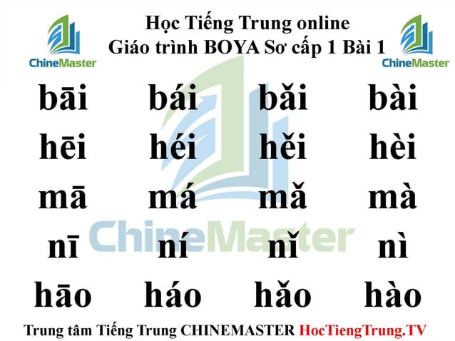 Học tiếng Trung online Bài 1 Giáo trình Hán ngữ BOYA Sơ cấp 1 | PDF