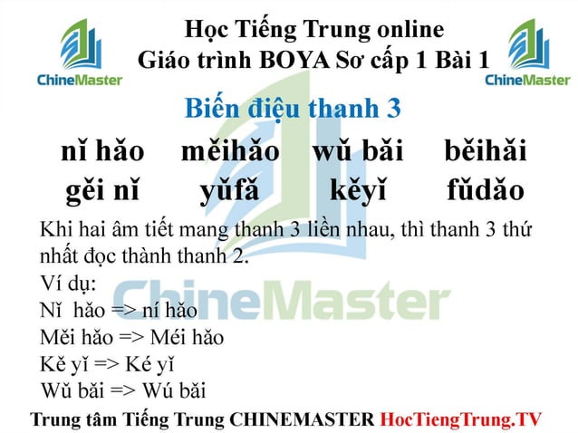 Học tiếng Trung online Bài 1 Giáo trình Hán ngữ BOYA Sơ cấp 1 | PDF