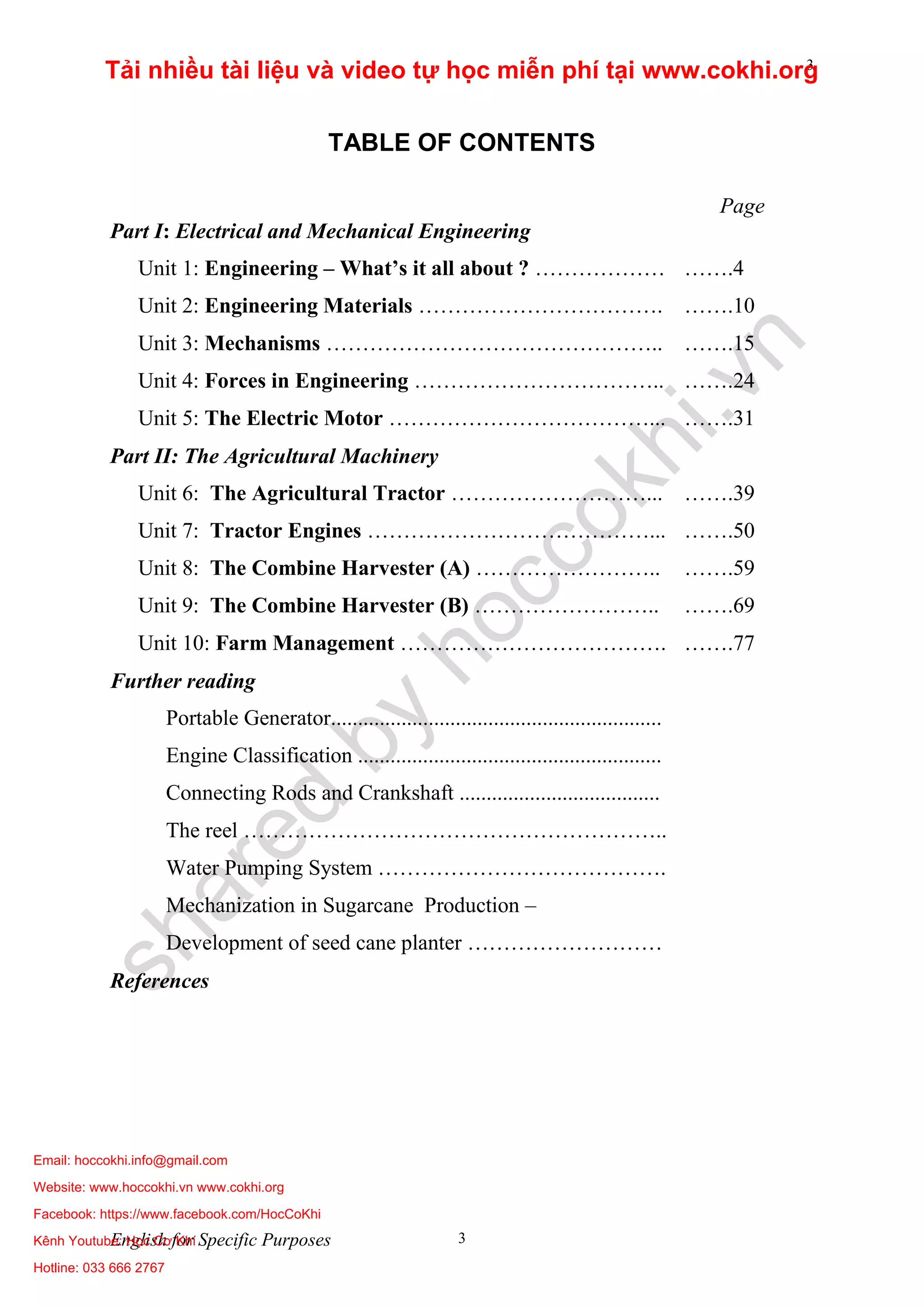hoccokhi.vn Tiếng Anh Cho Sinh Viên Ngành Cơ Khí Nông Nghiệp | PDF