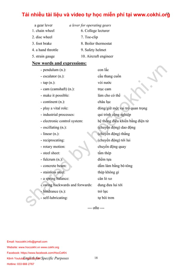 hoccokhi.vn Tiếng Anh Cho Sinh Viên Ngành Cơ Khí Nông Nghiệp | PDF | Civil Engineering Industry ...