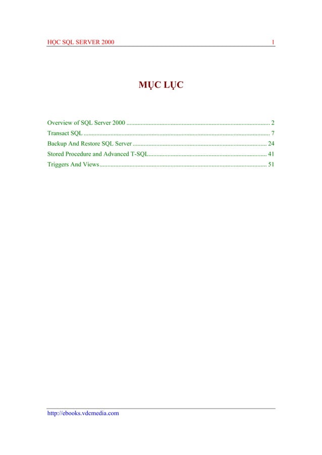 Hoc sql server 2000 | PDF