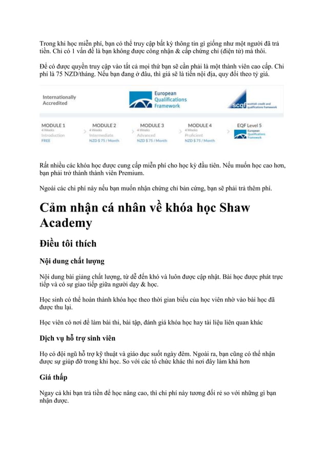 Hoc truc tuyen voi shaw academy | PDF