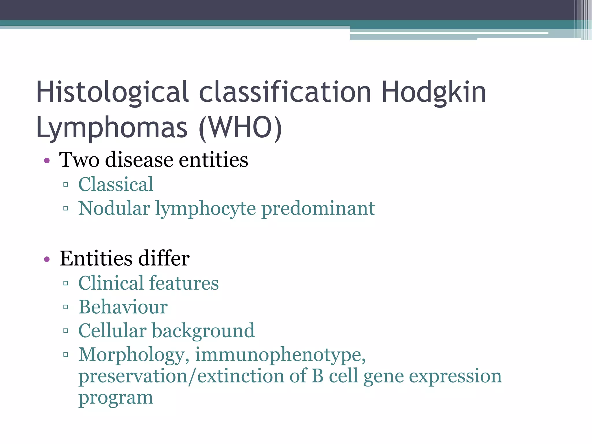 Hodgkins lymphoma pathogenesis and targets for therapy | PPTX