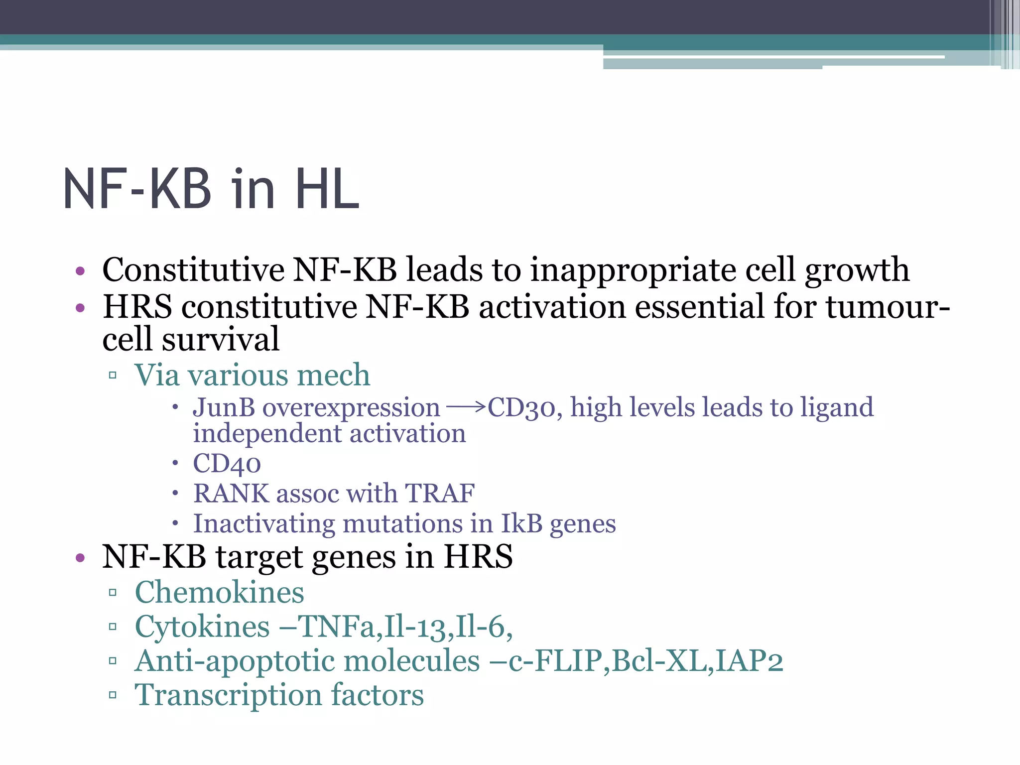 Hodgkins lymphoma pathogenesis and targets for therapy | PPTX
